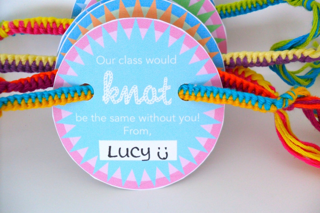 INSTANT DOWNLOAD Blue and Pink Friendship Bracelet Class Valentine Card ...