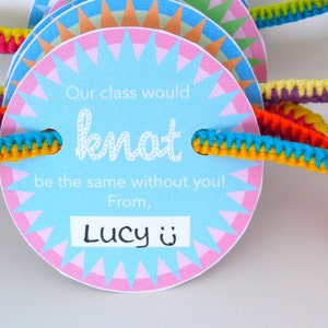 INSTANT DOWNLOAD Blue and Pink Friendship Bracelet Class Valentine Card ...