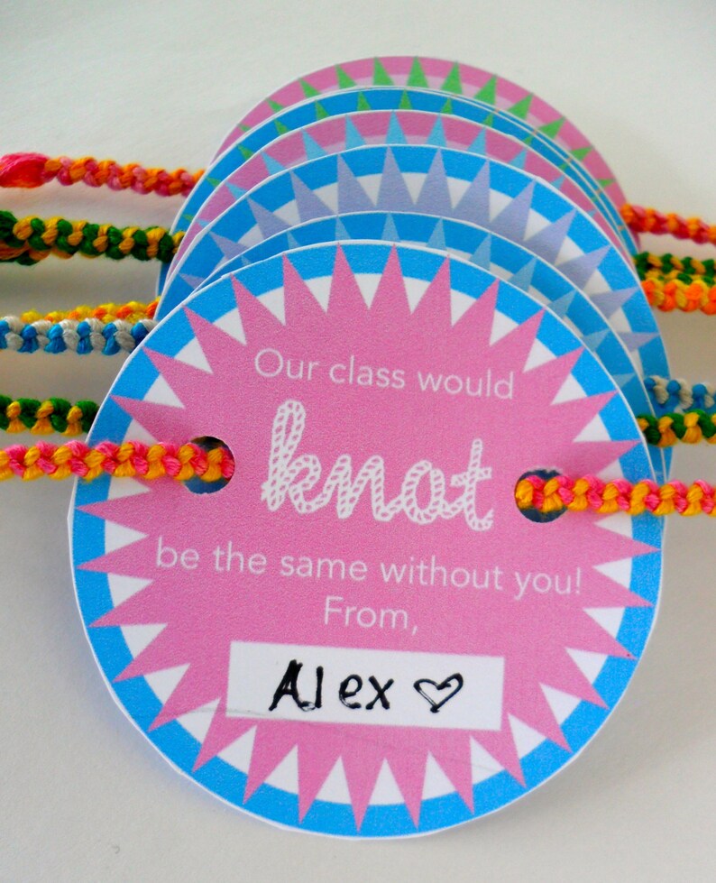 INSTANT DOWNLOAD - Friendship Bracelet Class Valentine Card Printable ...