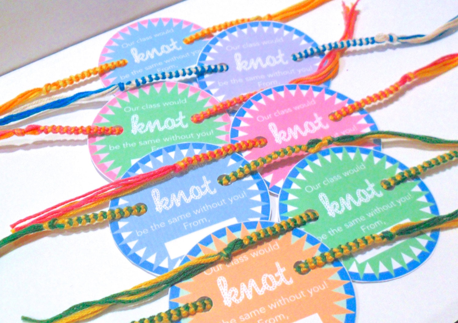INSTANT DOWNLOAD Blue and Pink Friendship Bracelet Class Valentine Card ...