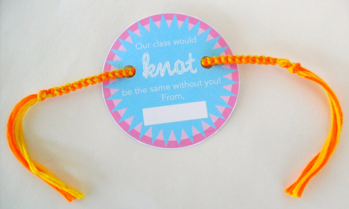 INSTANT DOWNLOAD Blue and Pink Friendship Bracelet Class Valentine Card ...