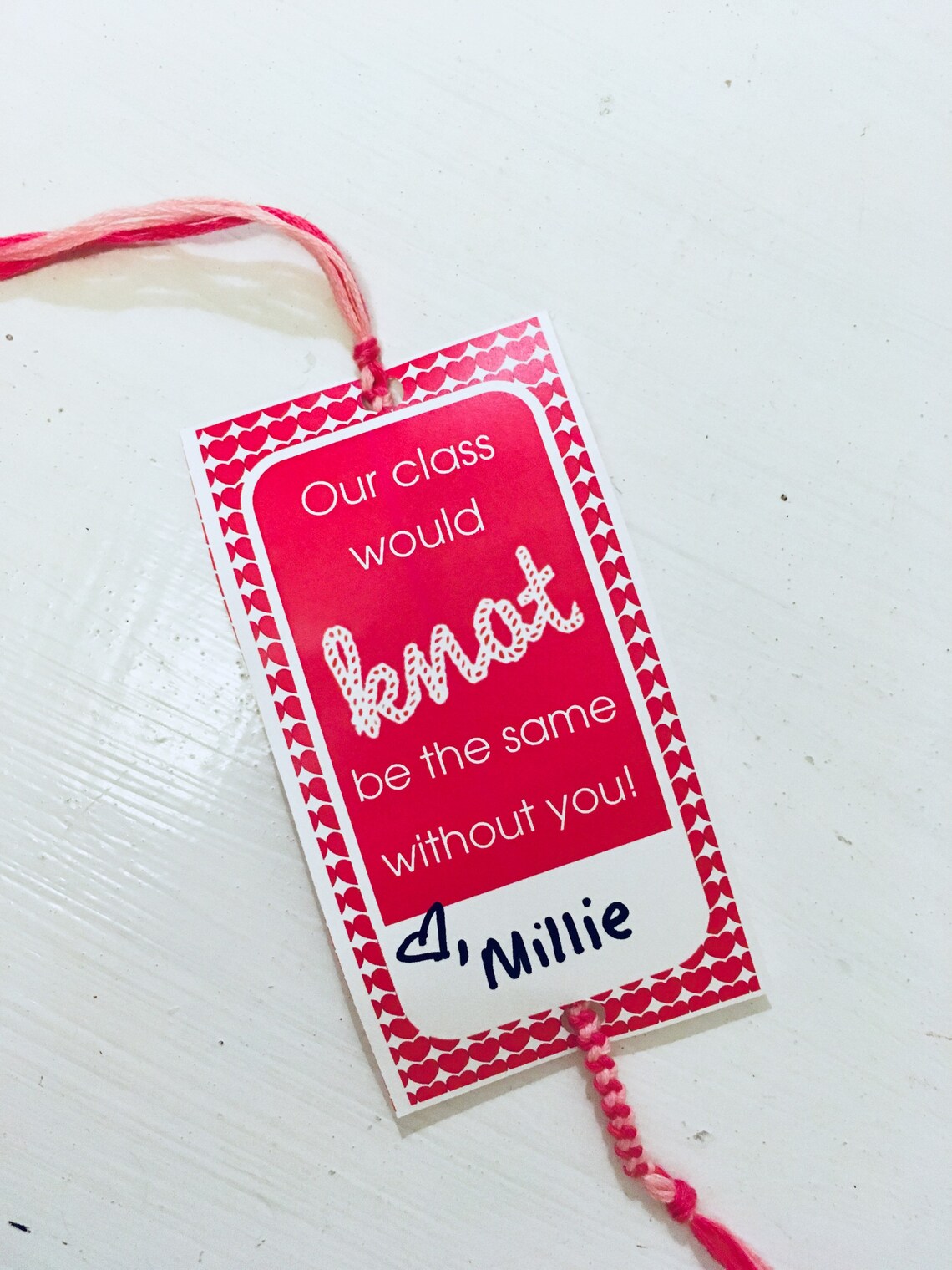 INSTANT DOWNLOAD Pink Friendship Bracelet Class Valentine Card ...