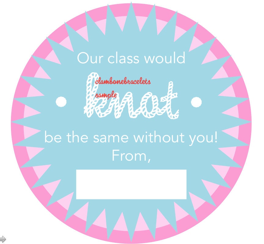 INSTANT DOWNLOAD Blue and Pink Friendship Bracelet Class Valentine Card ...