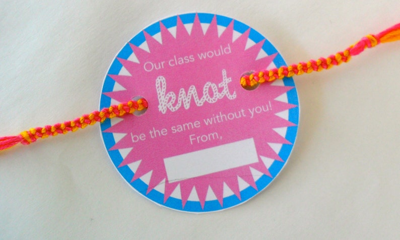 INSTANT DOWNLOAD - Pink and Blue Friendship Bracelet Class Party Favor ...