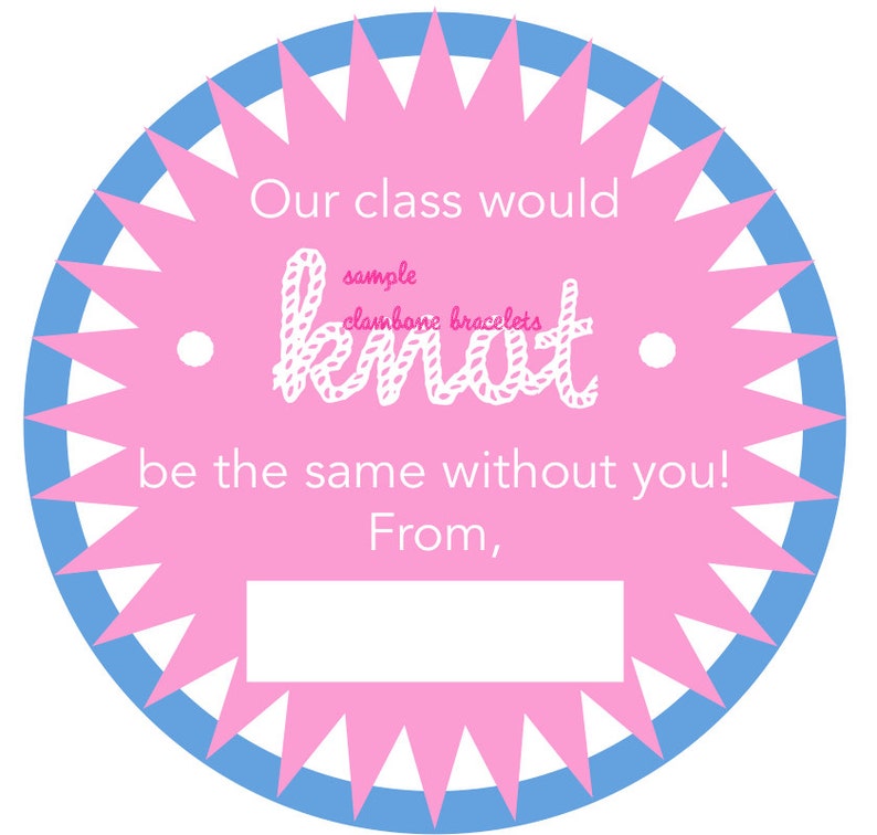 INSTANT DOWNLOAD - Pink and Blue Friendship Bracelet Class Party Favor ...