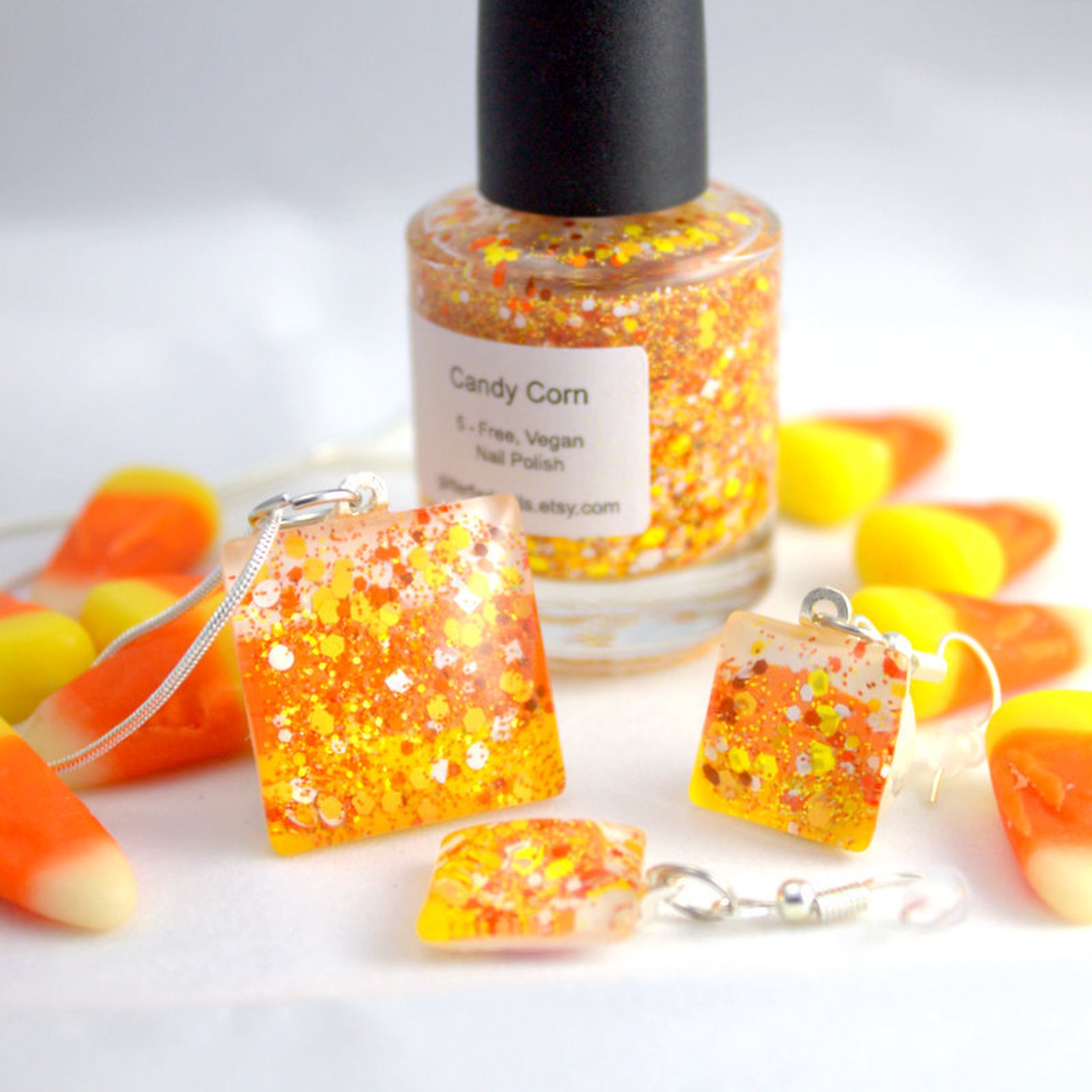 Candy Corn Necklace Halloween Jewelry Yellow Orange White | Etsy