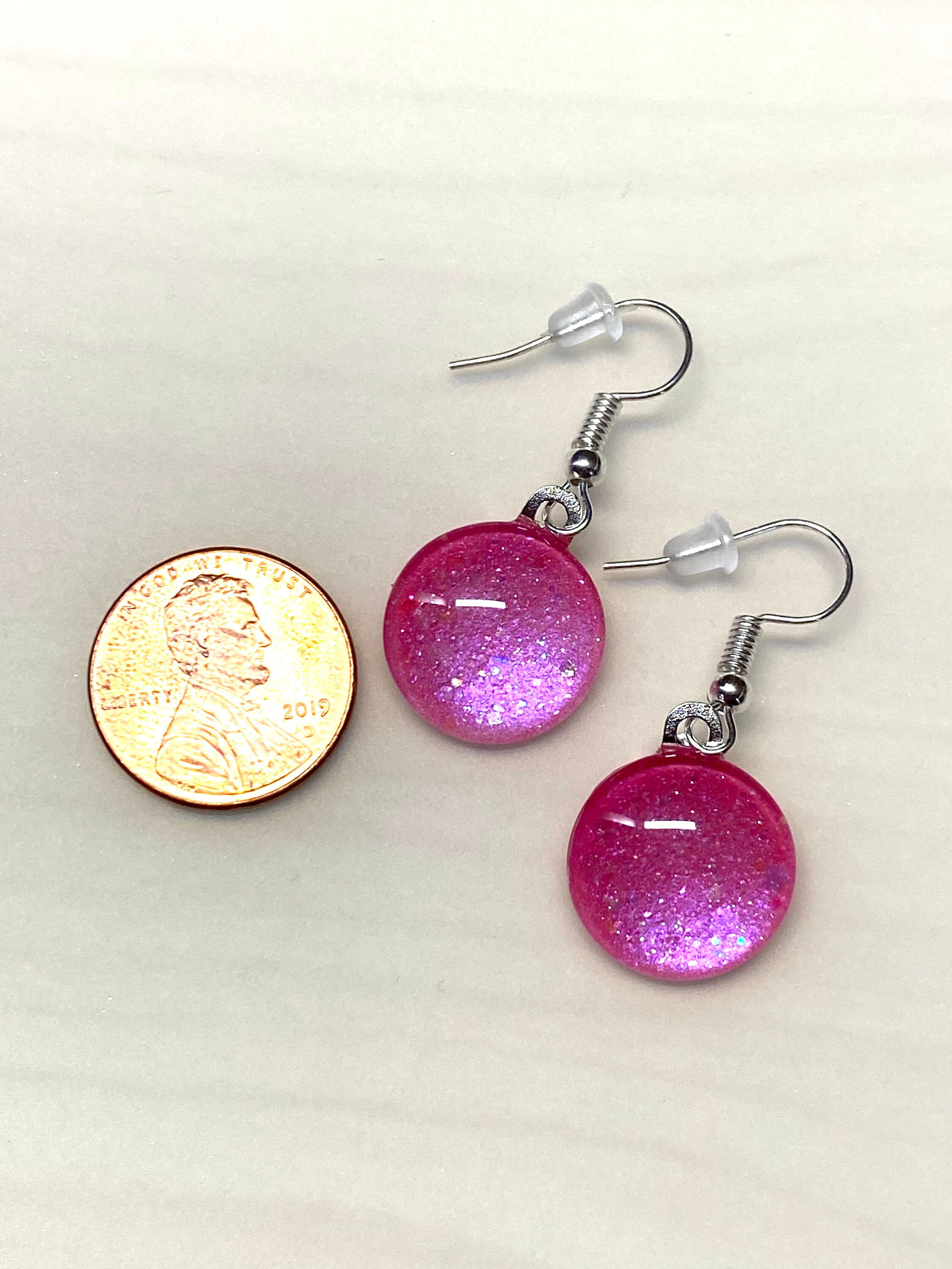Pink Fire Opal Iridescent Glitter Earrings Nail Polish Jewelry Square ...