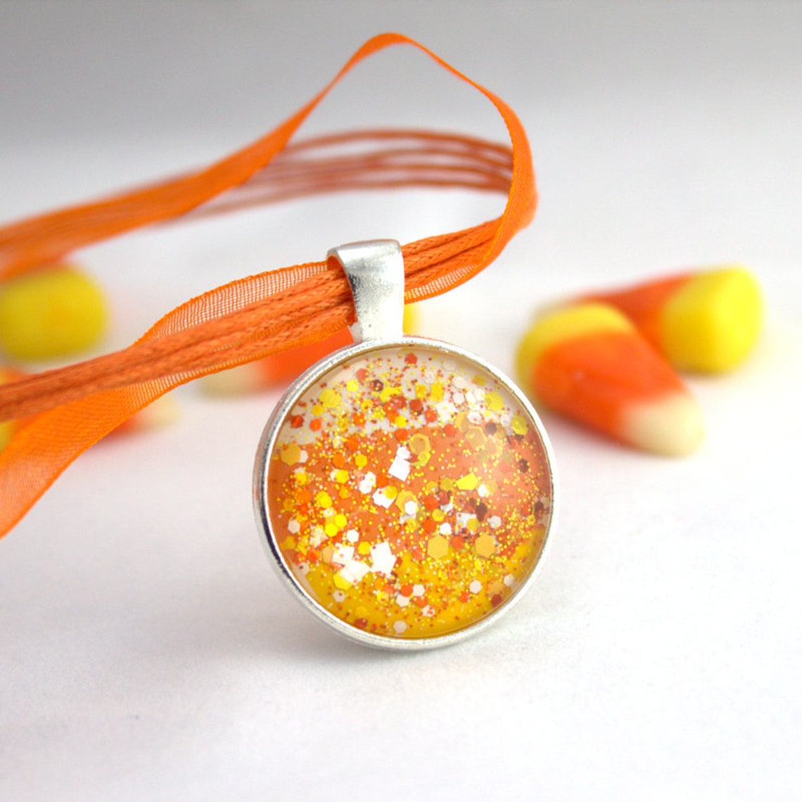 Candy Corn Necklace Halloween Jewelry Yellow Orange White | Etsy