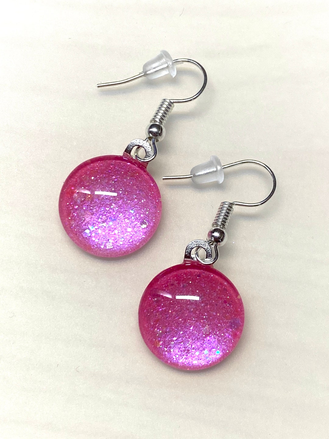 Pink Fire Opal Iridescent Glitter Earrings Nail Polish Jewelry Square ...