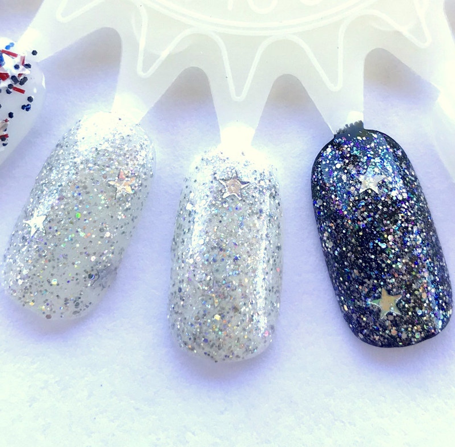 Andromeda holographic Iridescent Glitter Nail Polish Silver | Etsy