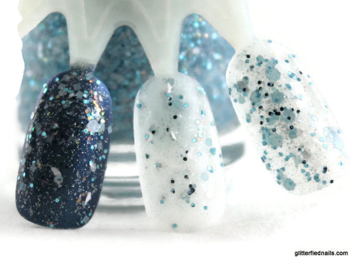 Frozen Glitter Nail Polish Winter White Ice Blue Silver - Etsy
