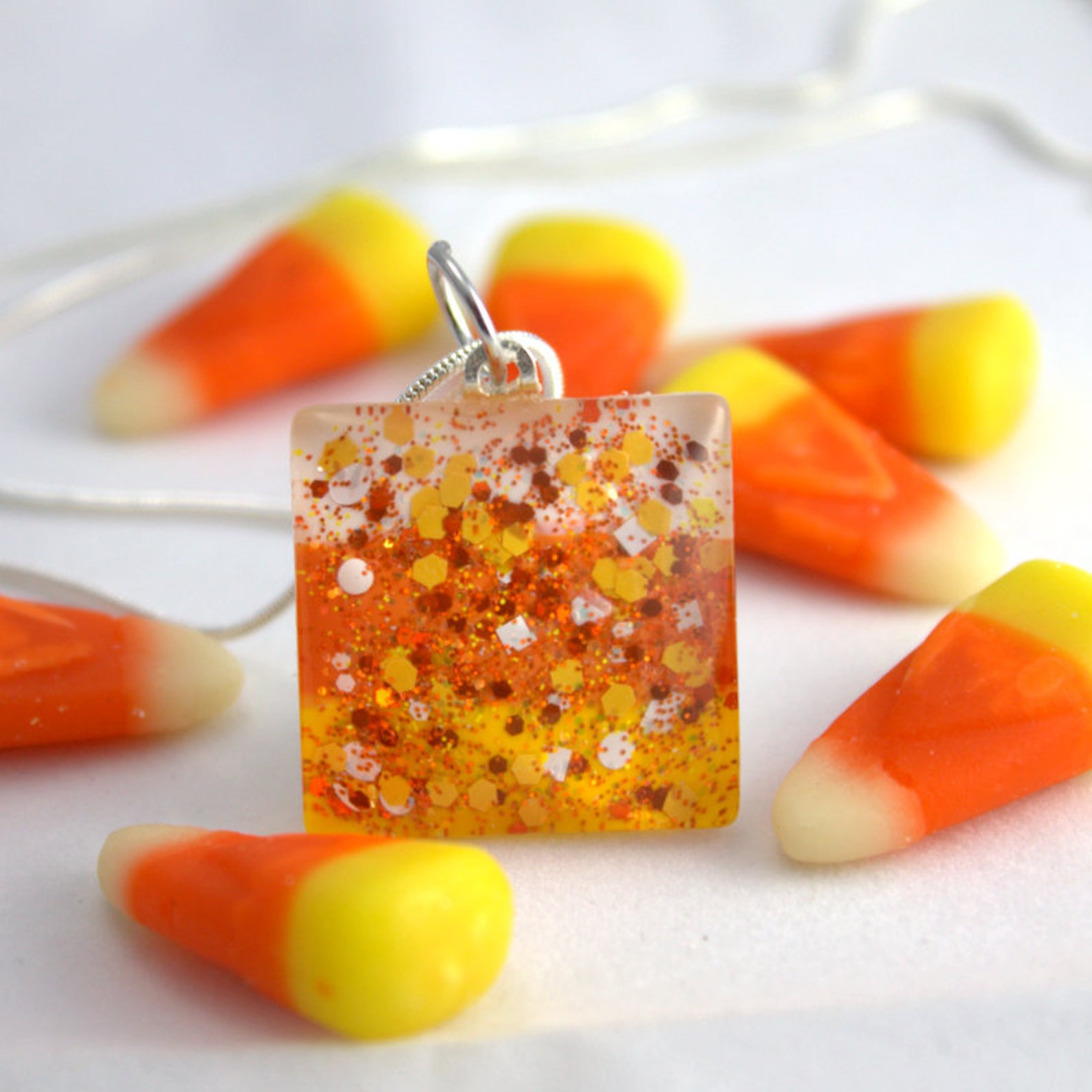 Candy Corn Necklace Halloween Jewelry Yellow Orange White | Etsy
