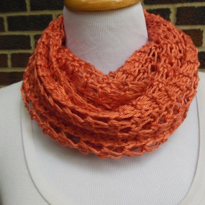 Persimmon Rust Orange Infinity Scarf Hand Knit Lacy Light - Etsy