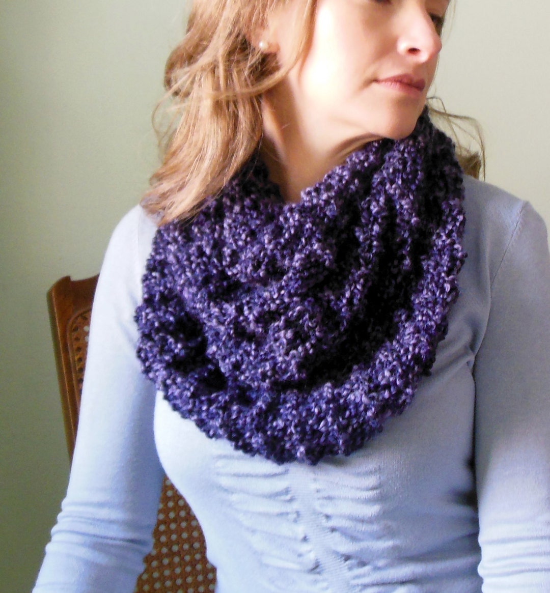 Deep Purple Infinity Scarf Hand Knit Circle Loop Fashion Scarf - Etsy