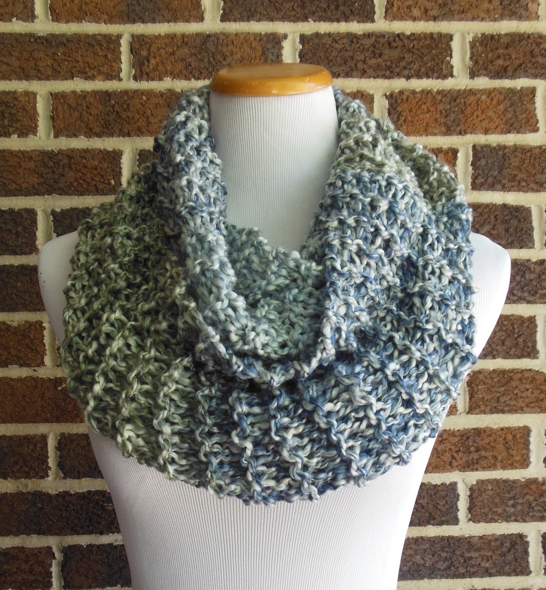 Hand Knit Fashion Infinity Scarf Circle Loop Scarf in Varying Shades of ...