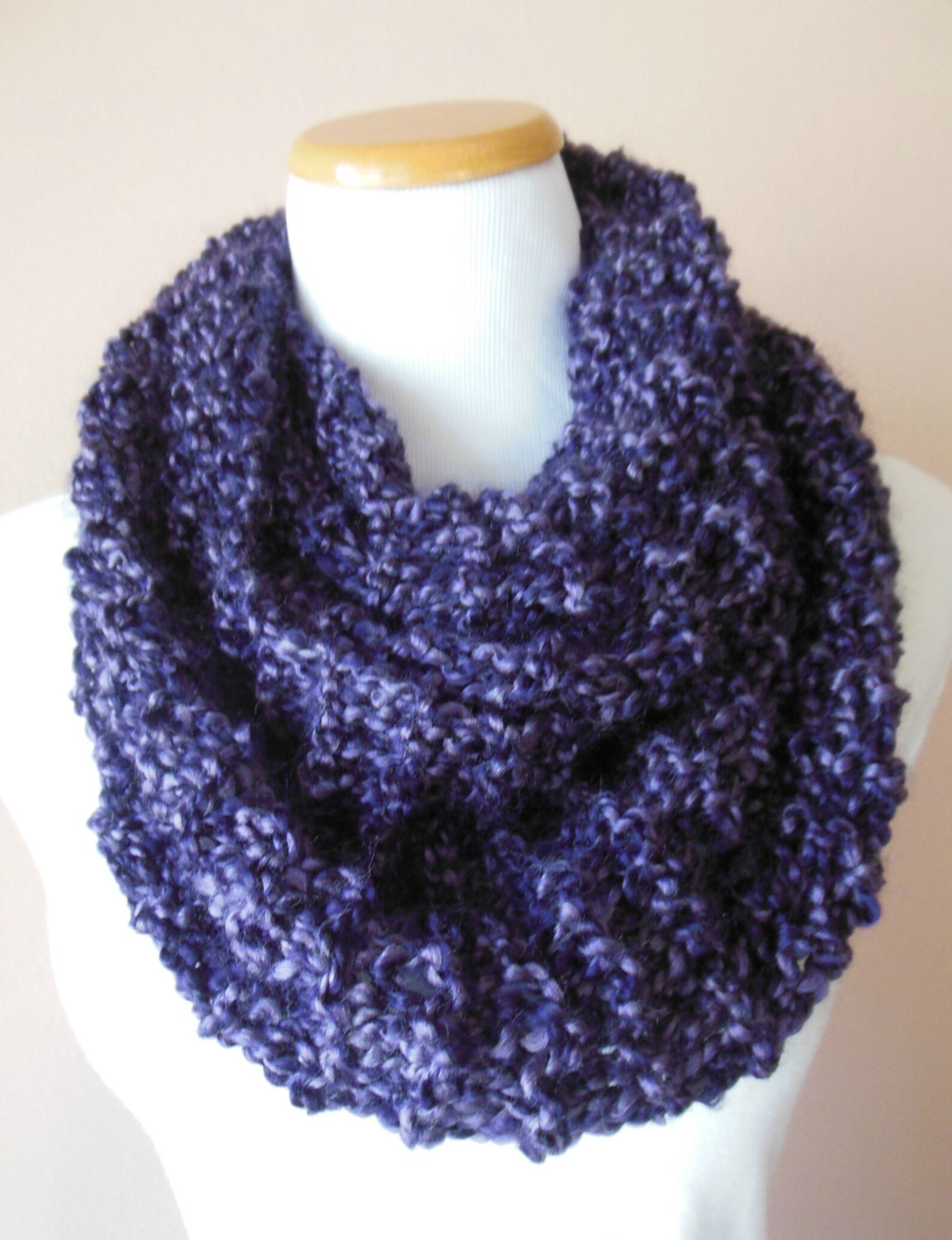 Deep Purple Infinity Scarf Hand Knit Circle Loop Fashion Scarf | Etsy