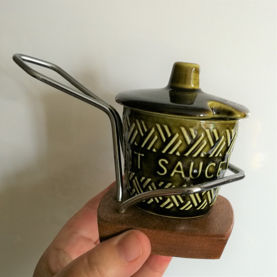 Vintage Retro Pottery Lidded Preserve Jam Pot Olive Green Pottery With ...