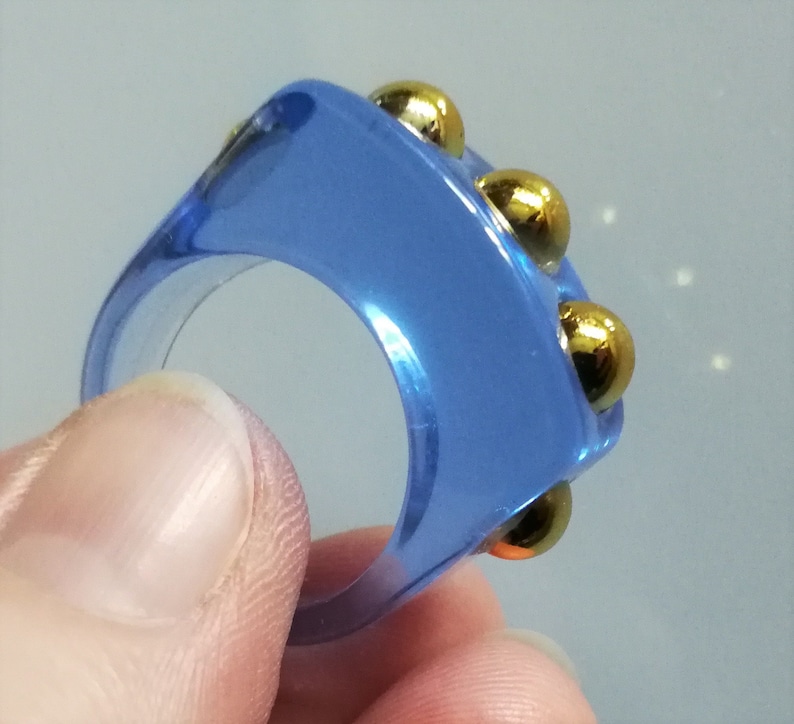 Ring Funky Large Chunky Blue Transparent Plastic Ring With - Etsy