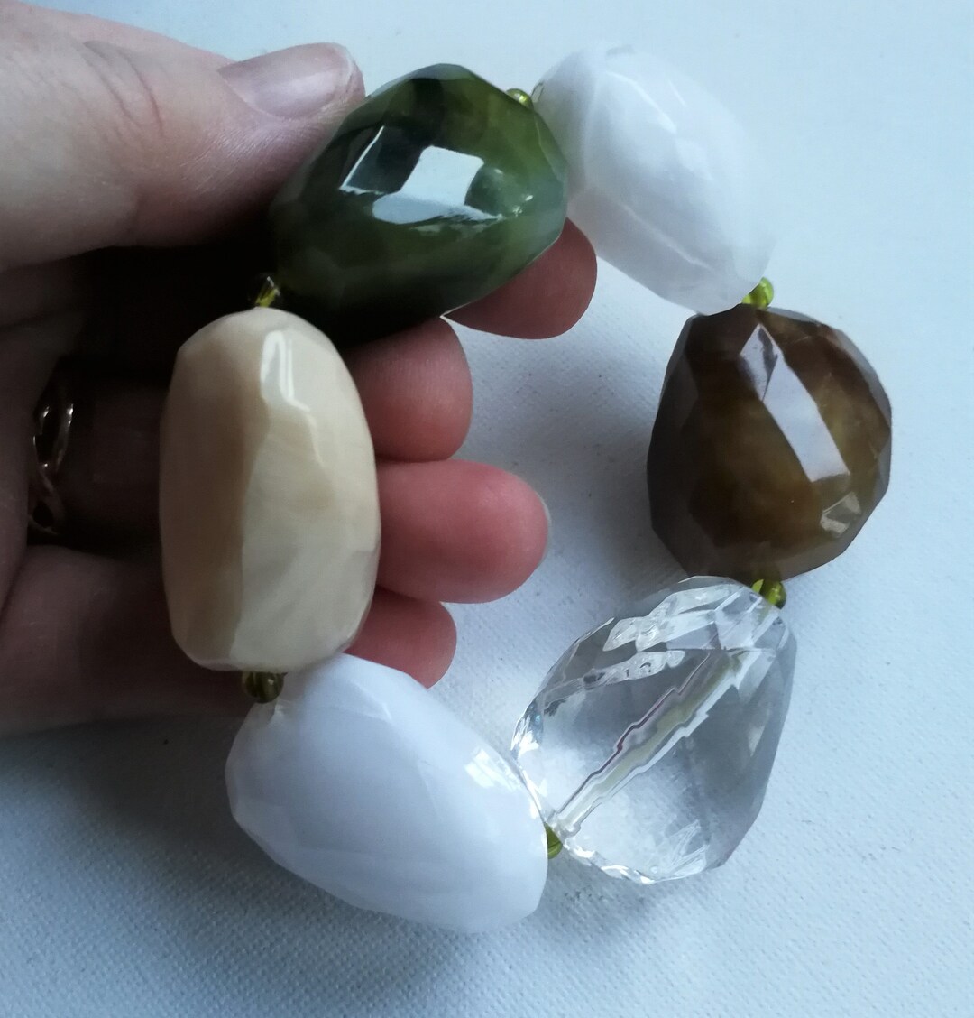 Funky Chunky Faceted Plastic Bead Bracelet: Costume Jewelry - Etsy