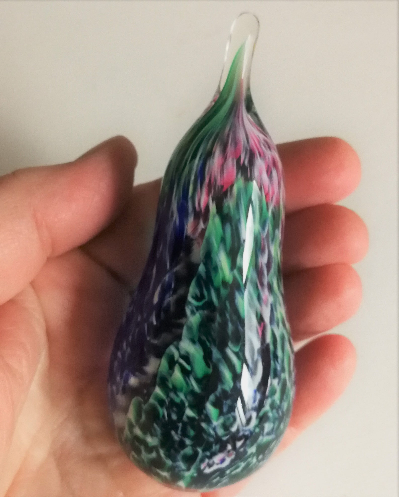 Paperweight Solid Glass Pear Shaped Paperweight With a Blue - Etsy