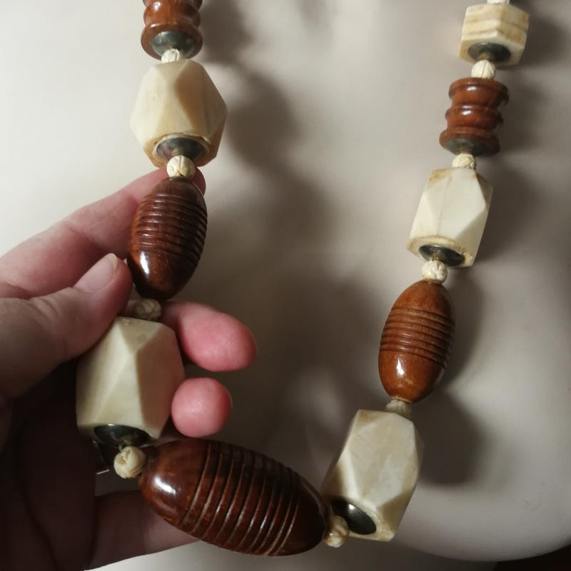 Bone Bead Necklace - Etsy UK
