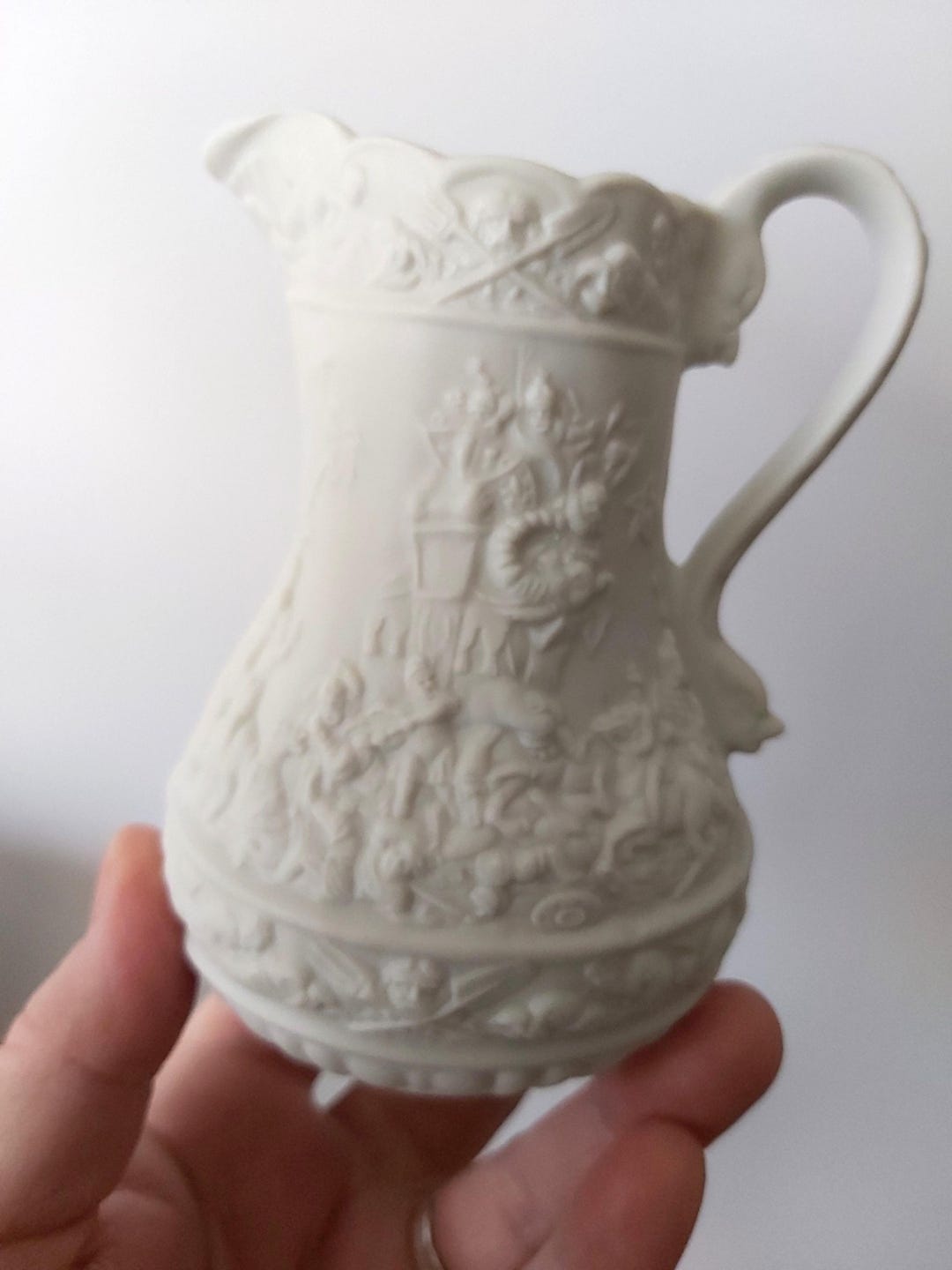 Vintage Small Portmeirion Pottery Parian Ware Milk Jug Creamer Hannibal ...