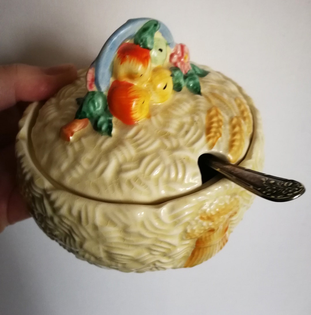 Vintage Celtic Harvest Clarice Cliff China Jam Pot Newport Pottery ...