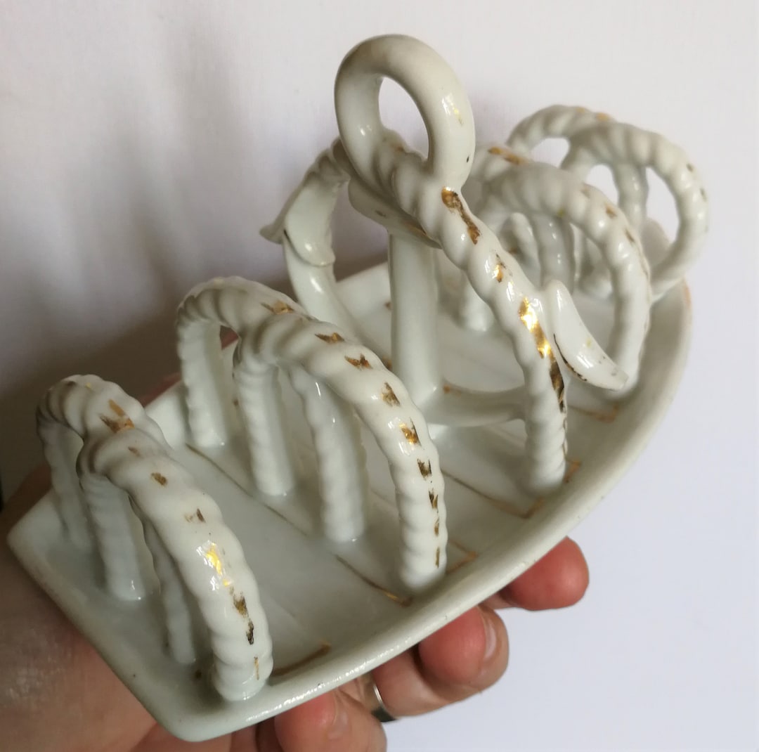Antique Vintage White China Toast Rack in the Shape of a Boat With ...