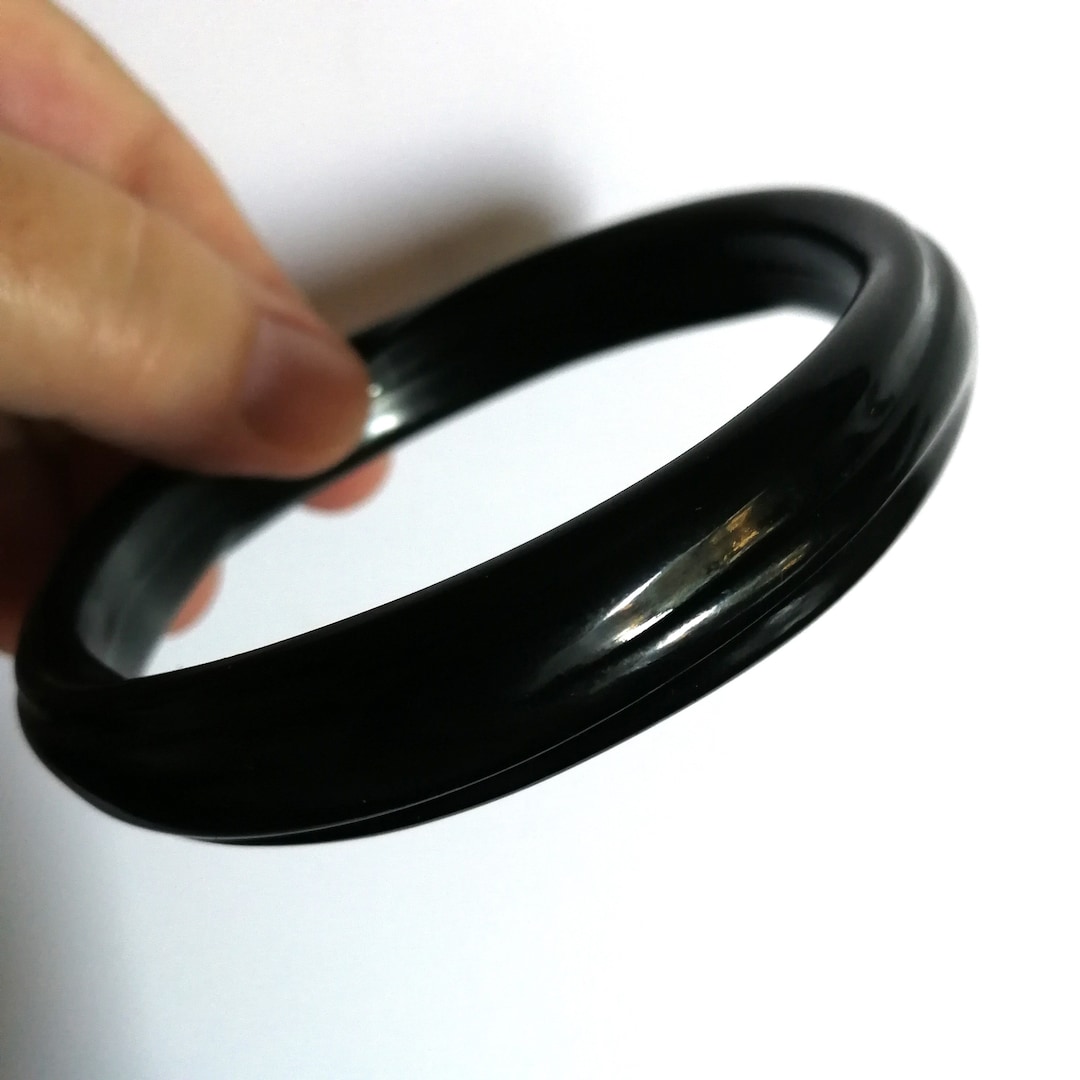 Bangle - Textured Black Plastic Bangle - Etsy