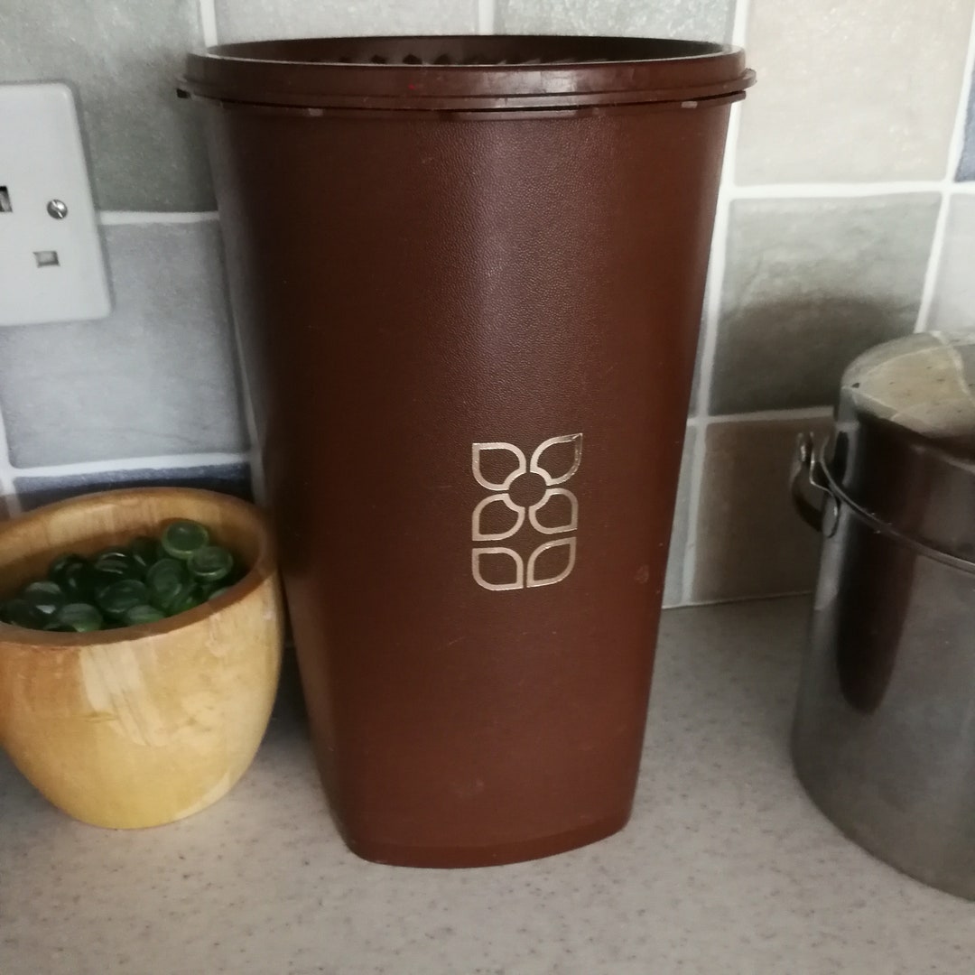 Vintage TUPPERWARE Large Round Canister Container 10 Tall Brown Ideal ...
