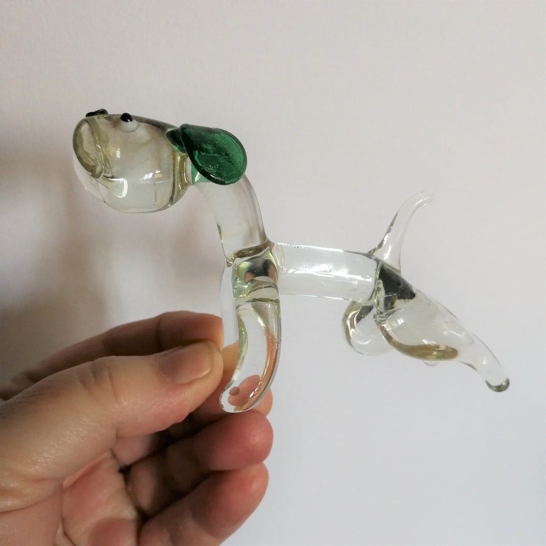 Vintage Murano Clear Glass Dog Green Floppy Eras 1960s Animal KITSCH - Etsy