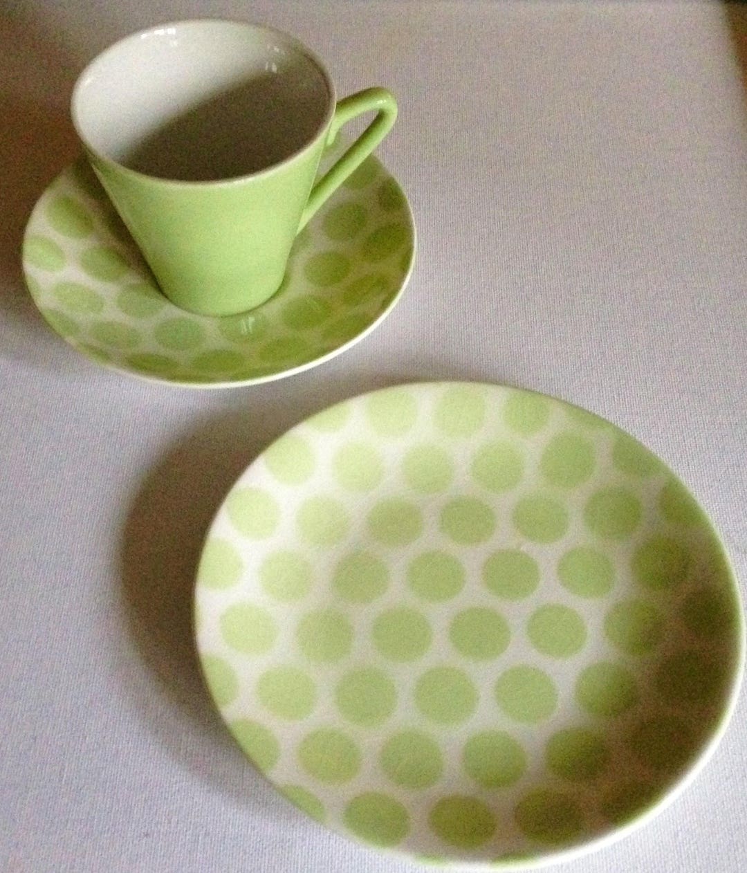 Vintage Tams Pottery Trio: Pale Green Polka Dot China - Etsy