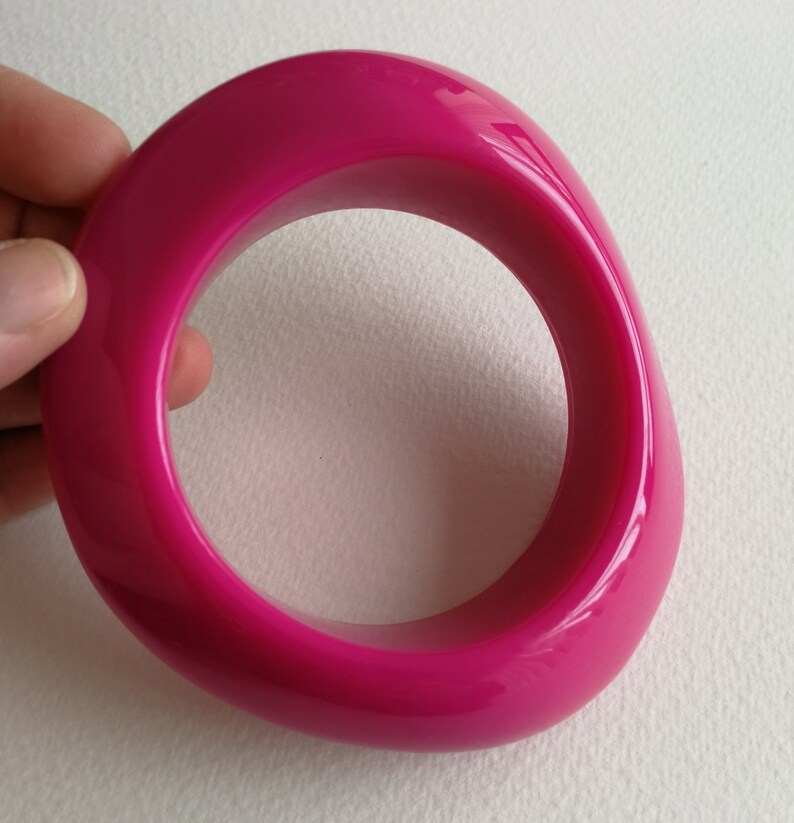 Bangle Very Chunky Shocking Pink Coloured Plastic Bangle - Etsy