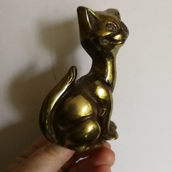 Vintage Brass Cat Figurine - Etsy