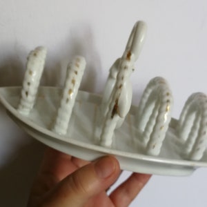 Antique Vintage White China Toast Rack in the Shape of a Boat With ...