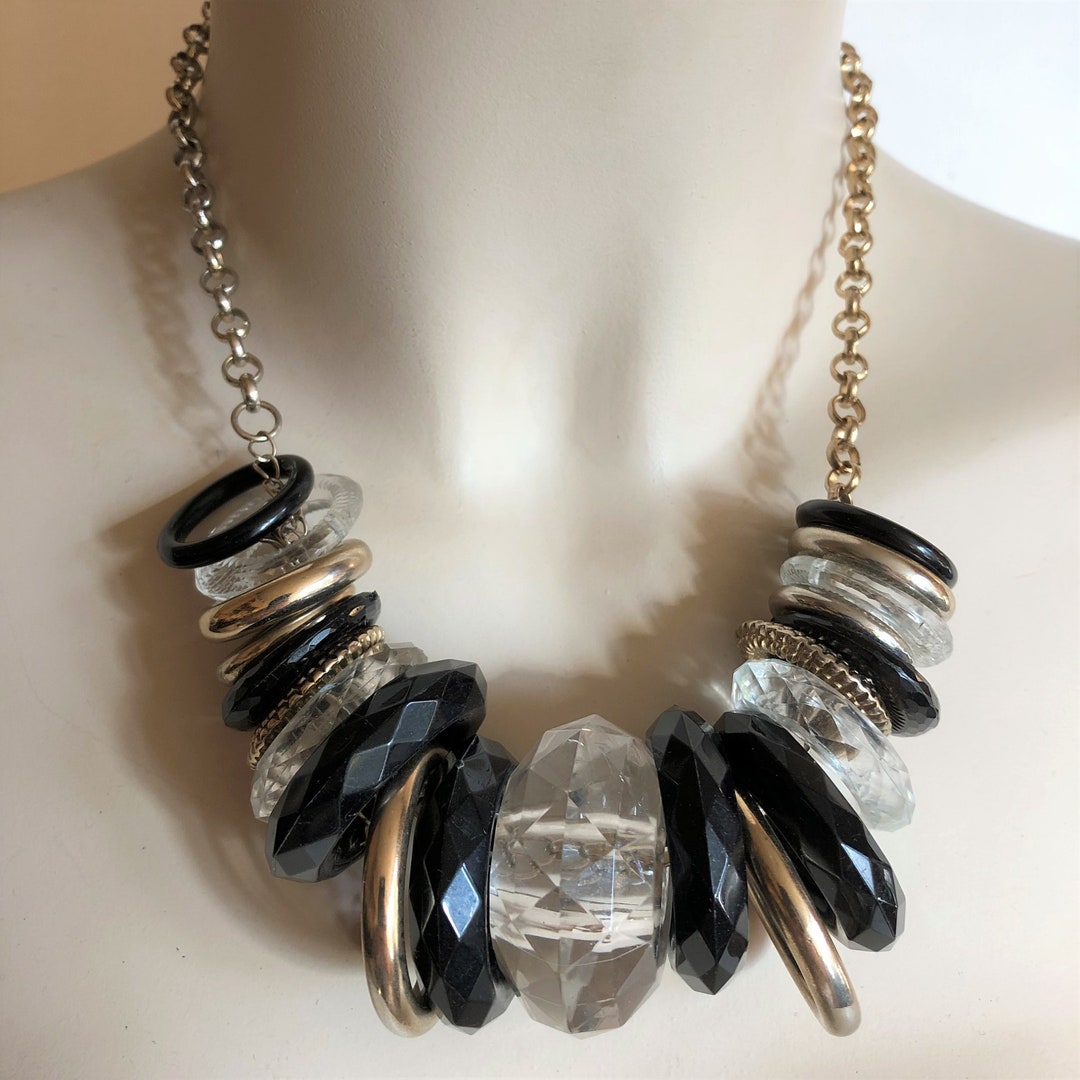 Necklace - Very Large Faceted Plastic Bead Necklace - Etsy