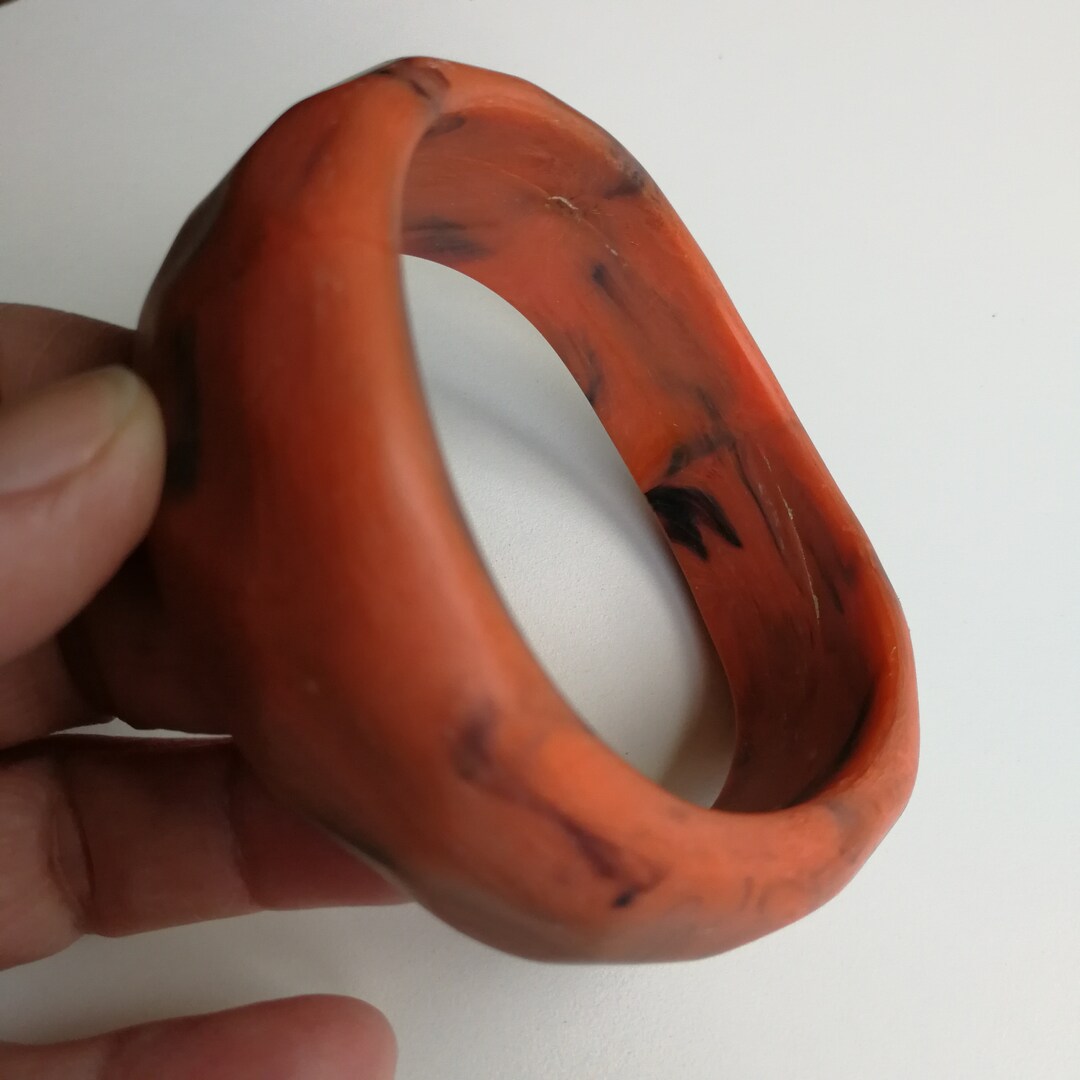 65mm Diameter Bangle - Funky Matt Orange Asymmetric Plastic Bangle ...