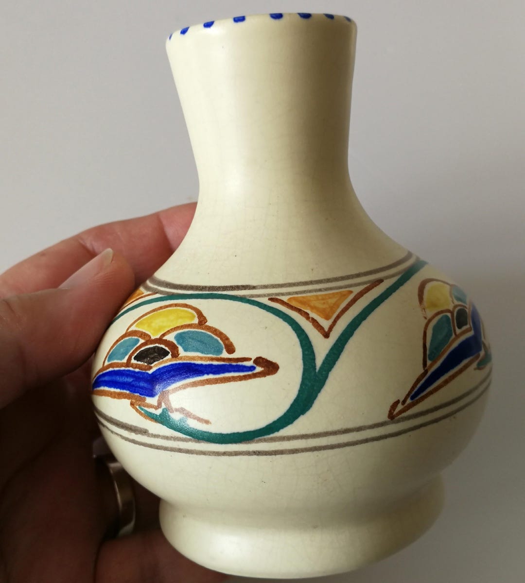 Honiton Pottery Vase: Hand-painted Floral, Creamy Matte Glaze, C1950s ...
