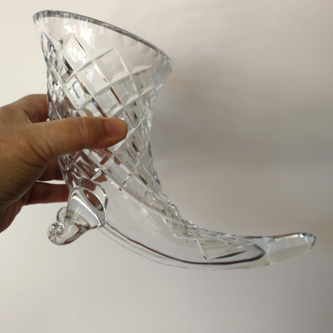 Beautiful Cut Crystal Vase Cornucopia Vintage Crystal Vase Horn of ...