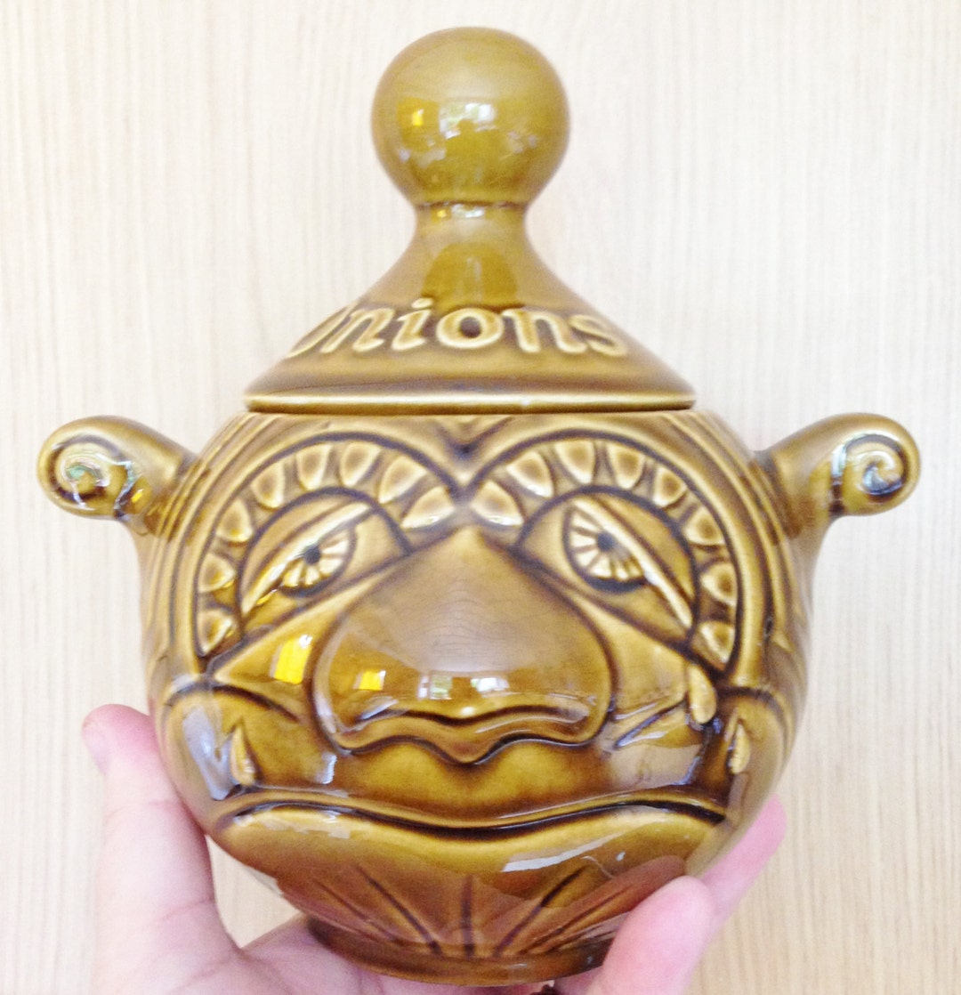 Vintage Pottery Lidded Pickled Onions Face Pot Facepot Anthropomorphic ...