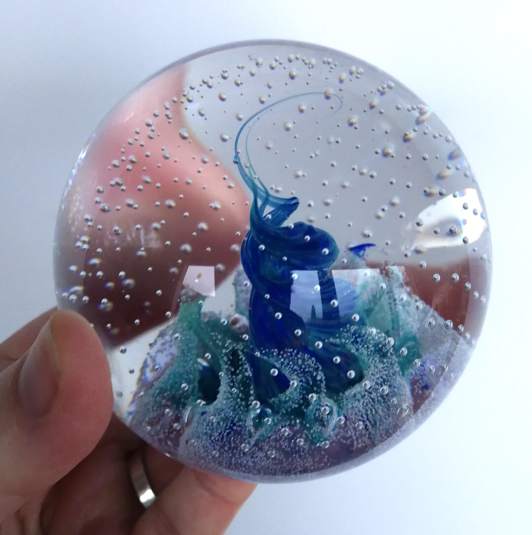 Caithness Glass Paperweight Fascination Blue Made in Scotland - Etsy