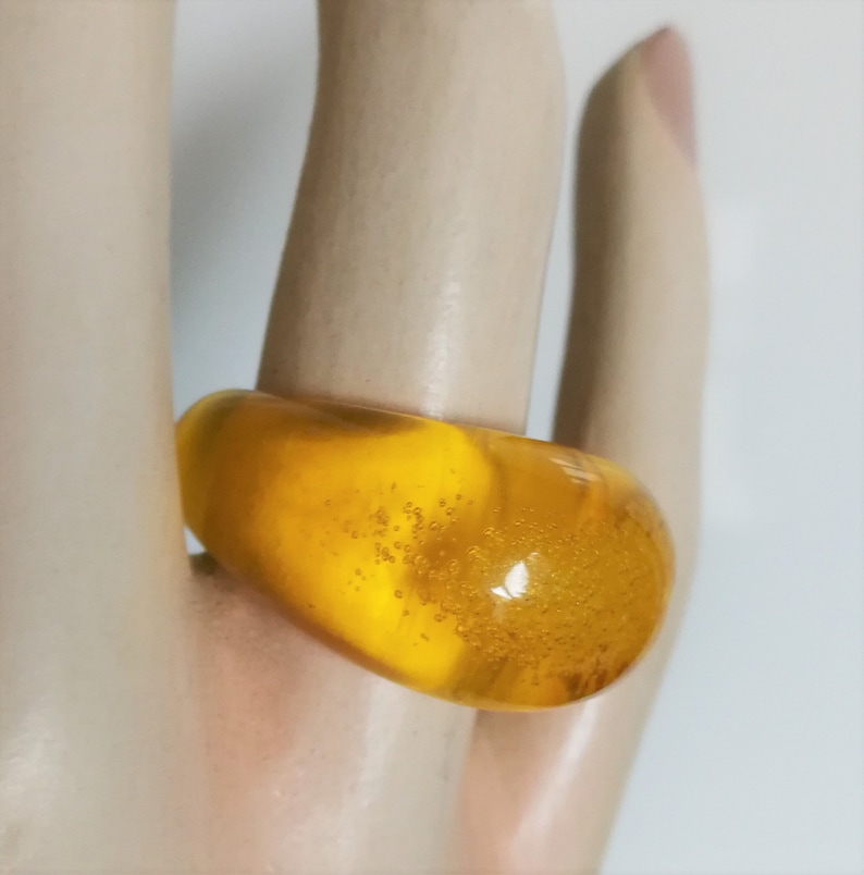 Ring Yellow Chunky Plastic Costume Jewelry Ring With - Etsy