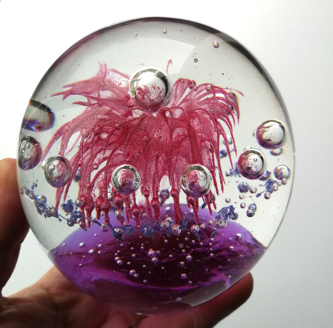 Paperweight Stunning Large Glass PAPERWEIGHT Pink Explosion - Etsy