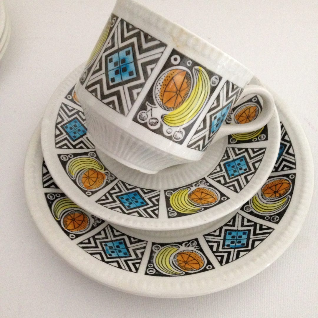 Vintage Retro Broadhurst Pottery Cup and Saucer Design by Kathie Winkle ...