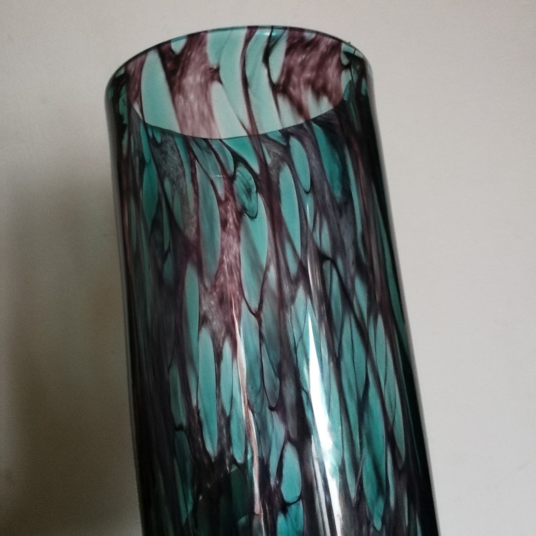 Stunning Blue Purple Hand Made Laugharne Glass Vase Retro 60s or 70s ...