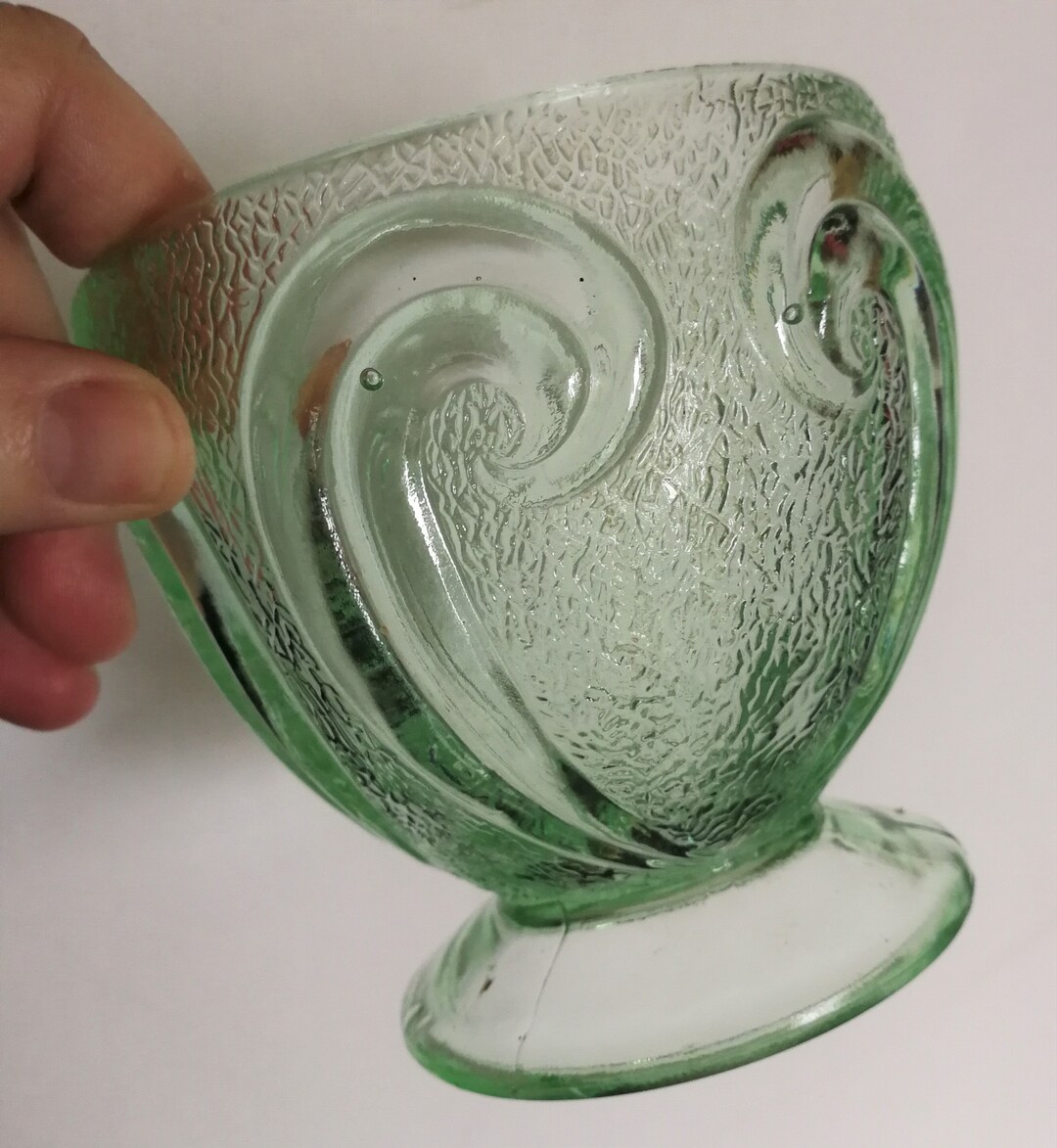 Bagley Rutland Pressed Glass Bowl Art Deco Poesy Bowl Vase With Swirl ...