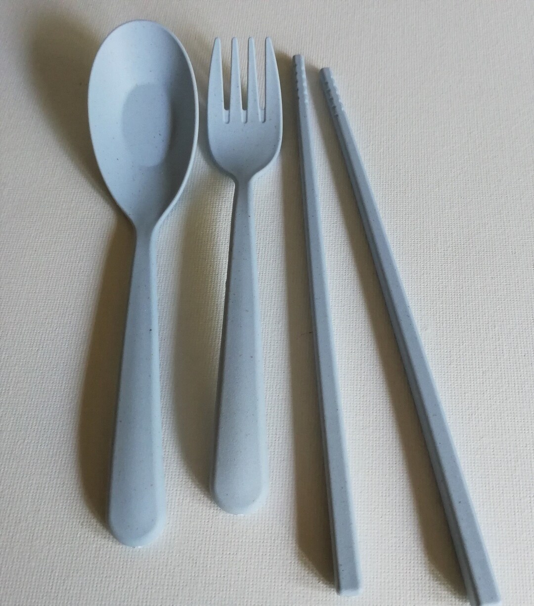 Pale Blue Bamboo Spoon Fork and Chopsticks Set Cutlery Set - Etsy UK