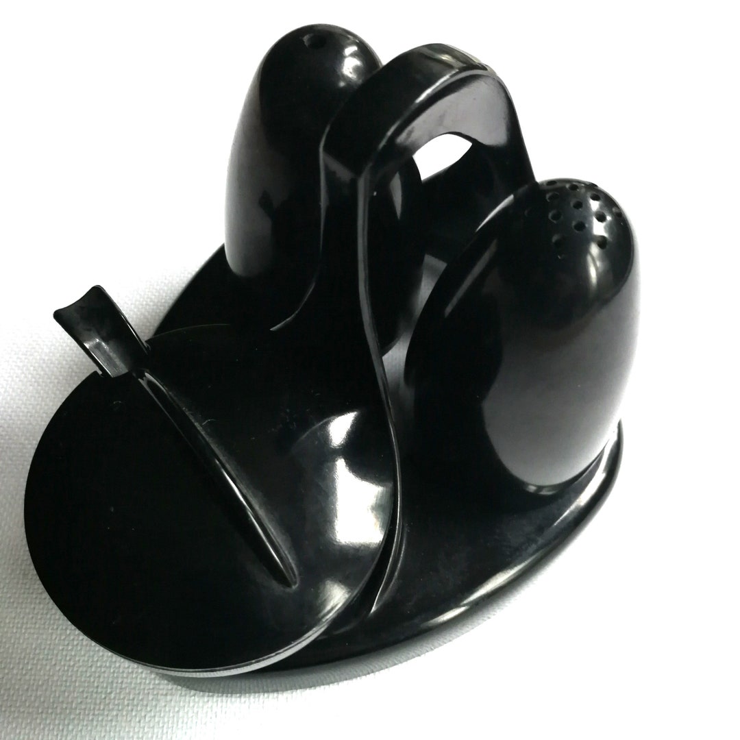 Vintage Perfect Mid Century Salt and Pepper Mustard Cruet With Spoon ...