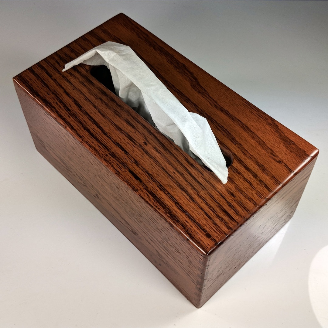 Solid Red Chestnut Stained Texas Oak - Handmade Tissue Box Cover Holder ...