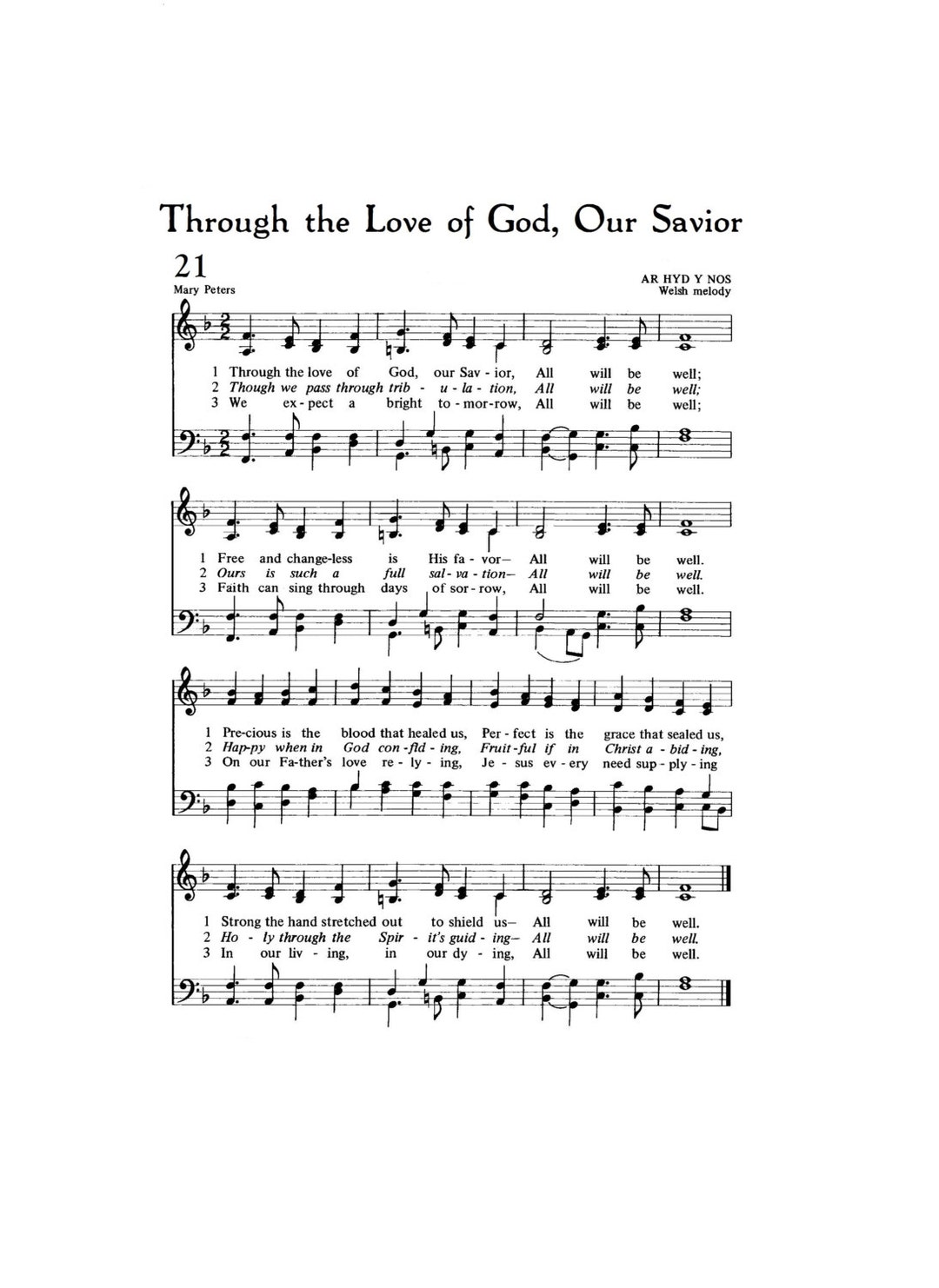 Through the Love of God Our Savior Christian Hymn Sheet Music Printable ...